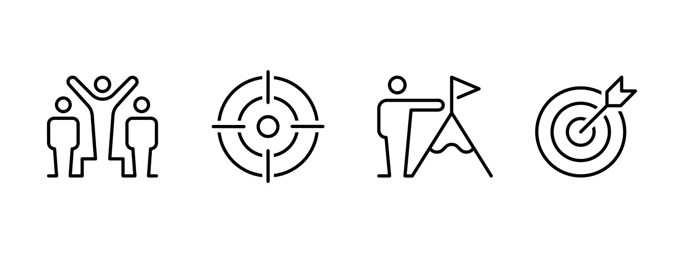 Target icon set objective ambition goal symbol Vector Image