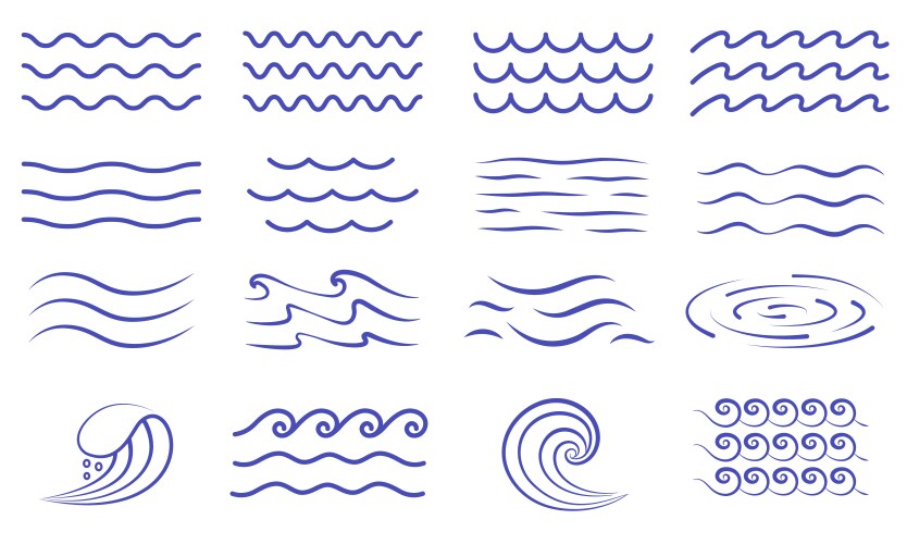 Decorative water wave clip art ornates Royalty Free Vector