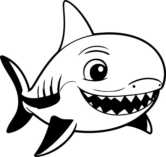 Shark isolated on white background in cartoon Vector Image
