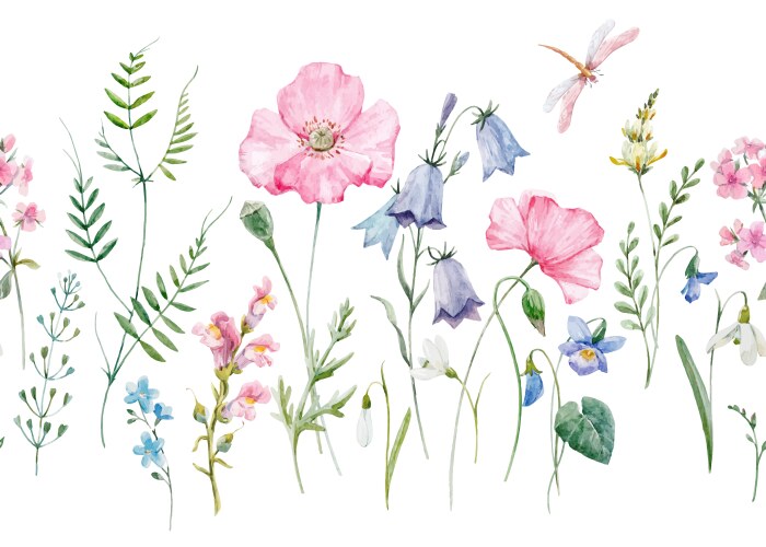 Watercolor Floral Repeat Pattern – Royalty-Free Vector | VectorStock