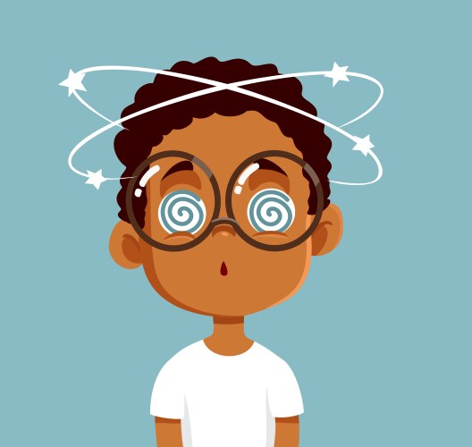 Dizzy child with vertigo symptoms cartoon Vector Image