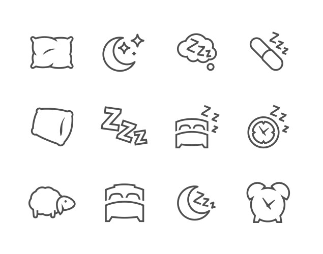 Line sleep icons Royalty Free Vector Image - VectorStock