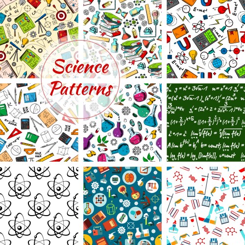 Science seamless pattern in flat design style Vector Image