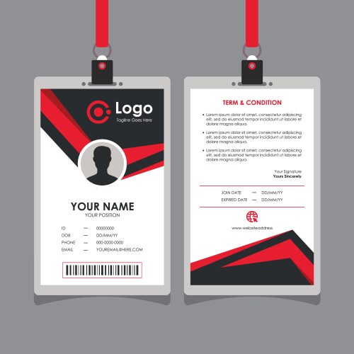 Modern red id card template Royalty Free Vector Image