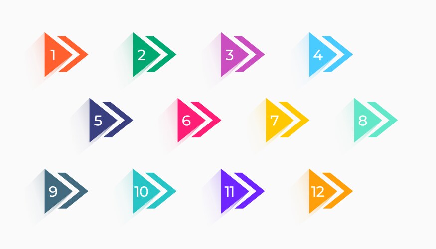 Colorful bullet points arrows Royalty Free Vector Image