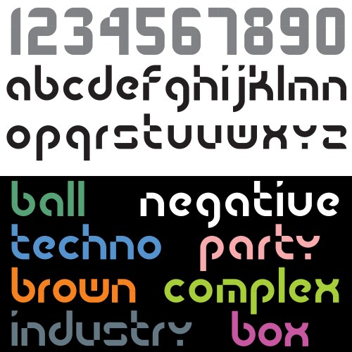 Alphabet line transparent color font style Vector Image