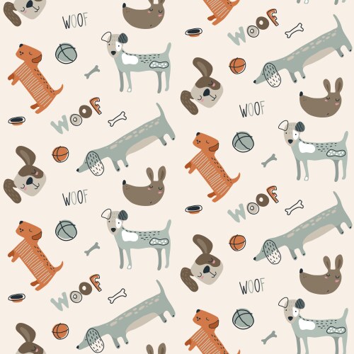 Seamless pattern animals dog theme Royalty Free Vector Image