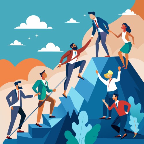 Help support team to success together teamwork Vector Image