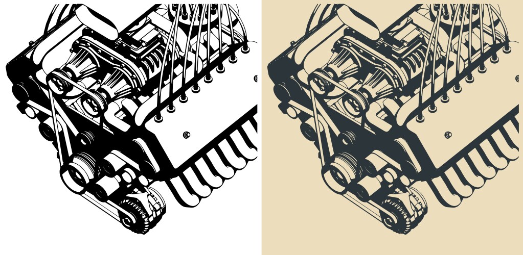 Powerful turbocharged v-engine Royalty Free Vector Image