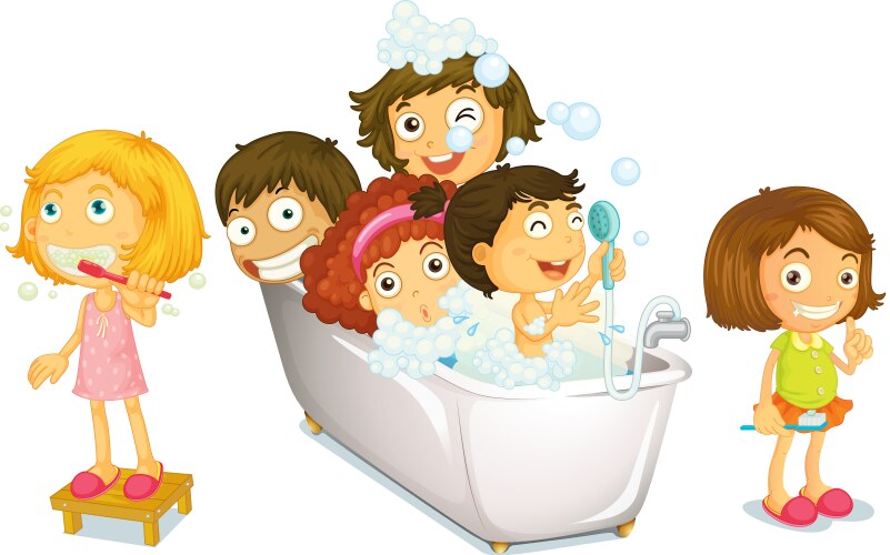 Children in bathroom Royalty Free Vector Image