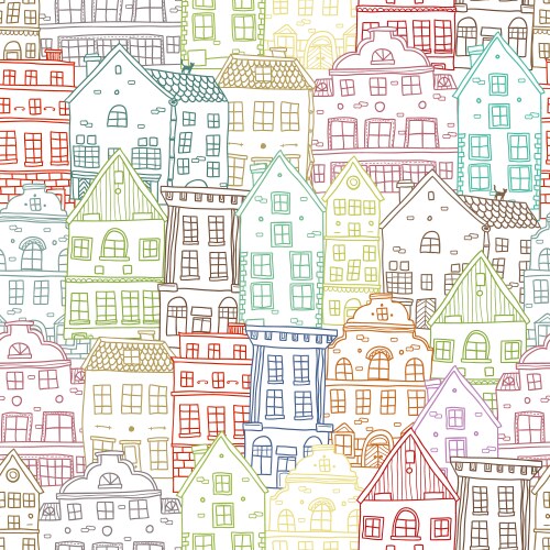 Houses seamless pattern Royalty Free Vector Image