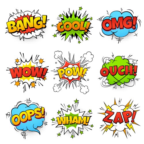Comic book words Royalty Free Vector Image - VectorStock