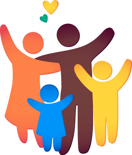 Happy family icon multicolored in simple figures Vector Image