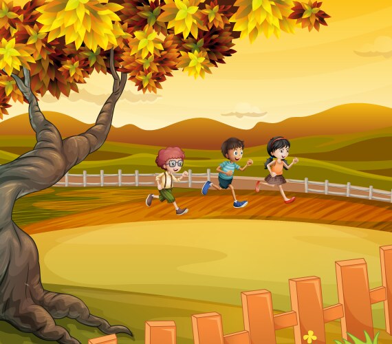 Kids on a corn field Royalty Free Vector Image