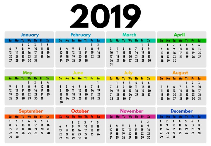 2018 Calendar - Weekly View – Royalty-Free Vector | VectorStock