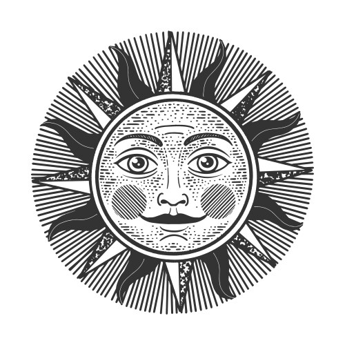 Antique style sun with face of the god apollo Vector Image