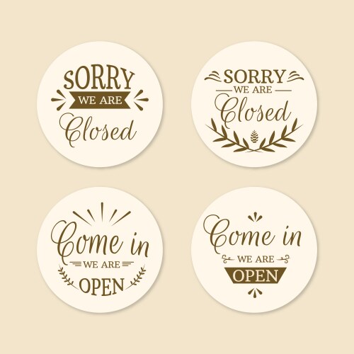 Hand drawn open and closed sign collection Vector Image