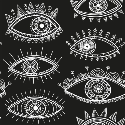 Ethnic eyes seamless pattern black background Vector Image