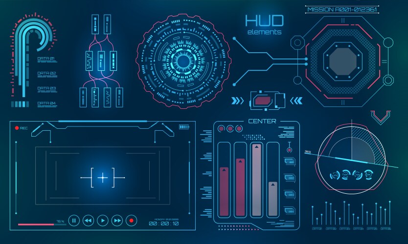 Hud and ui set elements sci fi futuristic user Vector Image