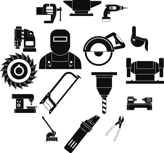 Metalworking Tool Icons - Simple Set – Royalty-Free Vector | VectorStock