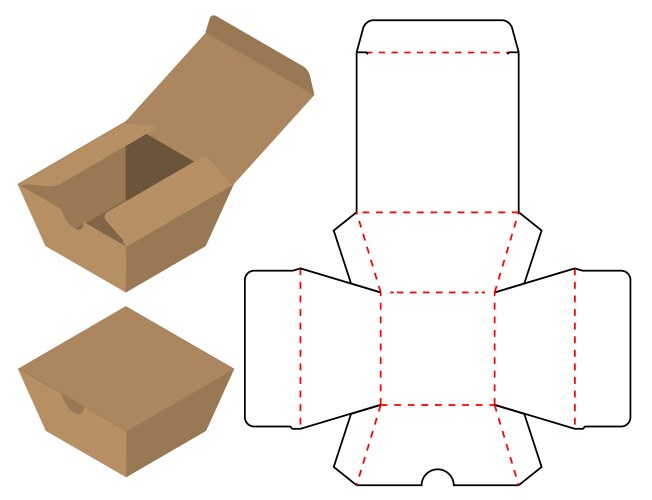 Packaging rectangle box die cut template design Vector Image