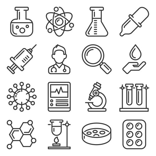 Chemistry lab icon set Royalty Free Vector Image