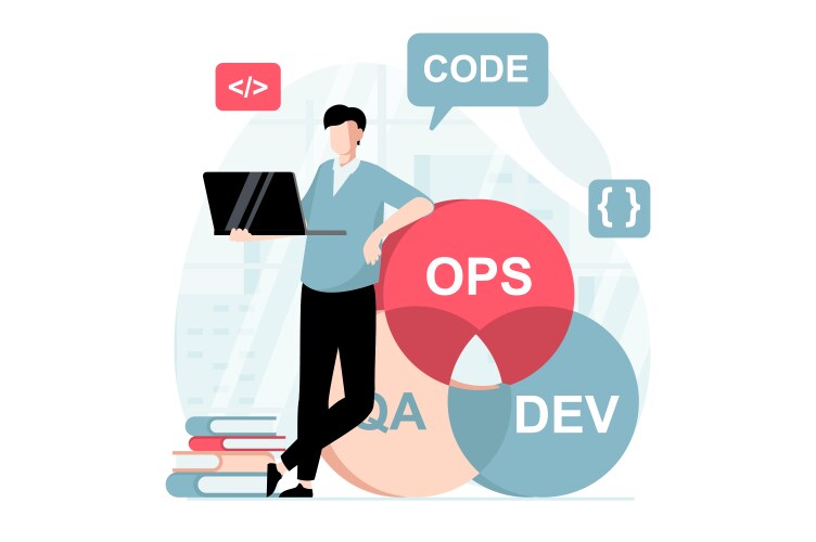 Devops process concept Royalty Free Vector Image