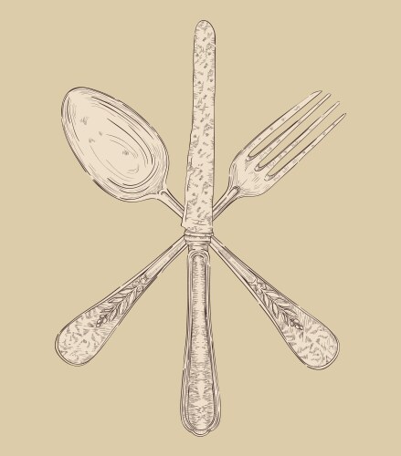 Hand drawn silverware icons seamless pattern Vector Image