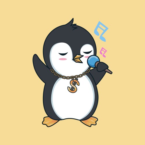 Penguin eating ramen Royalty Free Vector Image