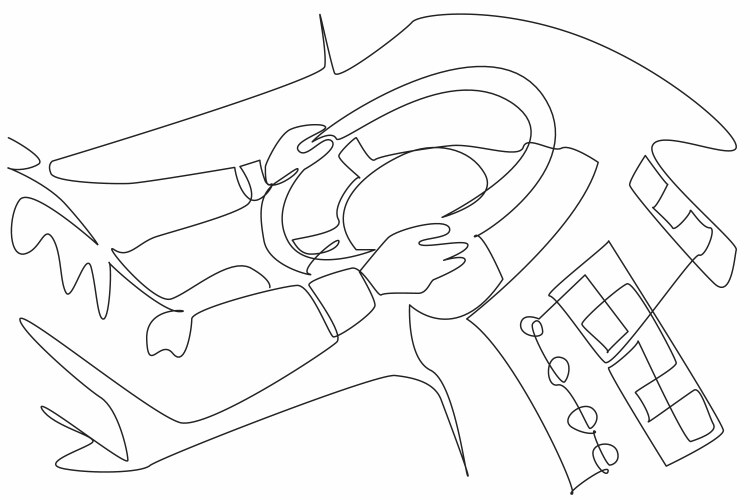 Single Continuous Line Drawing Both Hands Vector Image