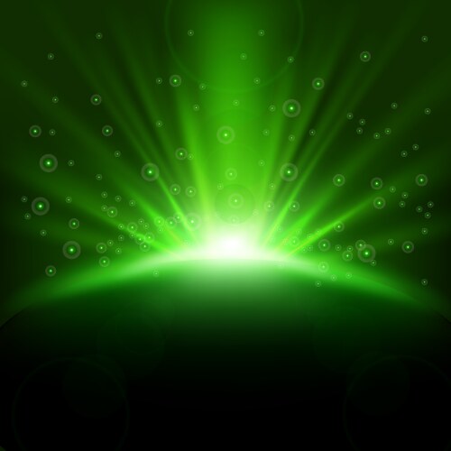 Green rays with lens flare Royalty Free Vector Image