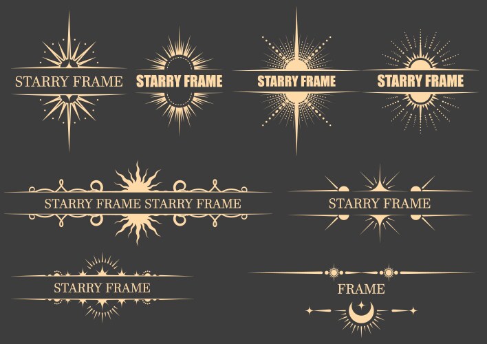 Set of mystical corners and frames borders magic Vector Image