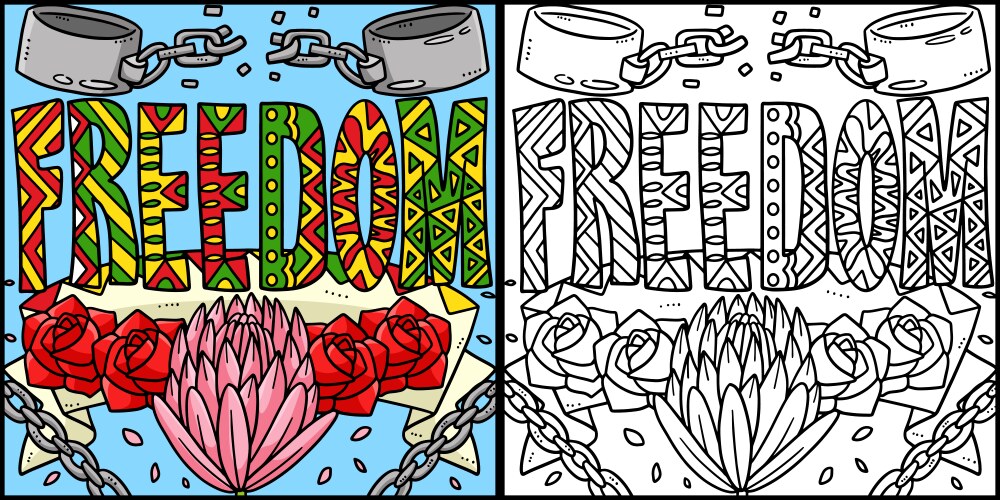Juneteenth freedom day coloring page for kids Vector Image