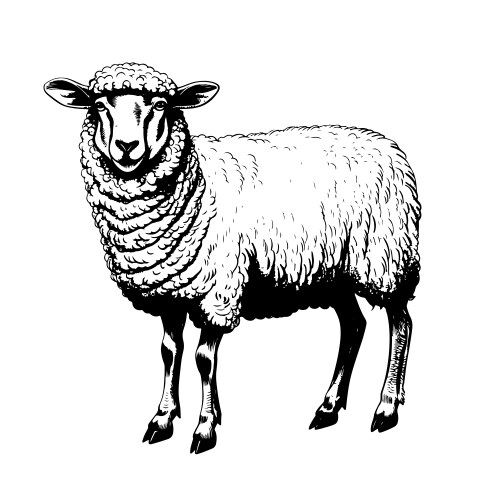 Sketch of sheep hand drawn Royalty Free Vector Image