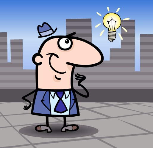 Cartoon man with idea Royalty Free Vector Image