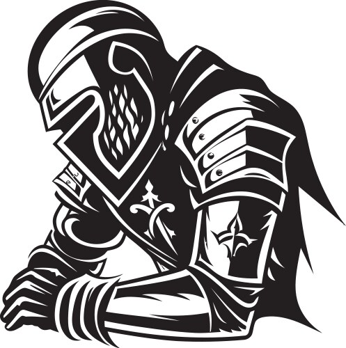 Lamenting legionnaire iconic sad knight soldier Vector Image