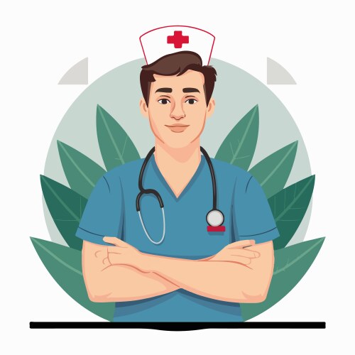 Male nurse on white background Royalty Free Vector Image