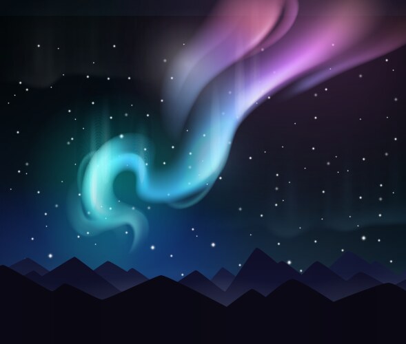 Northern lights realistic composition Royalty Free Vector