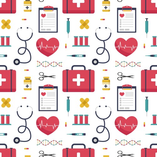 Doctors day seamless pattern design with medical Vector Image