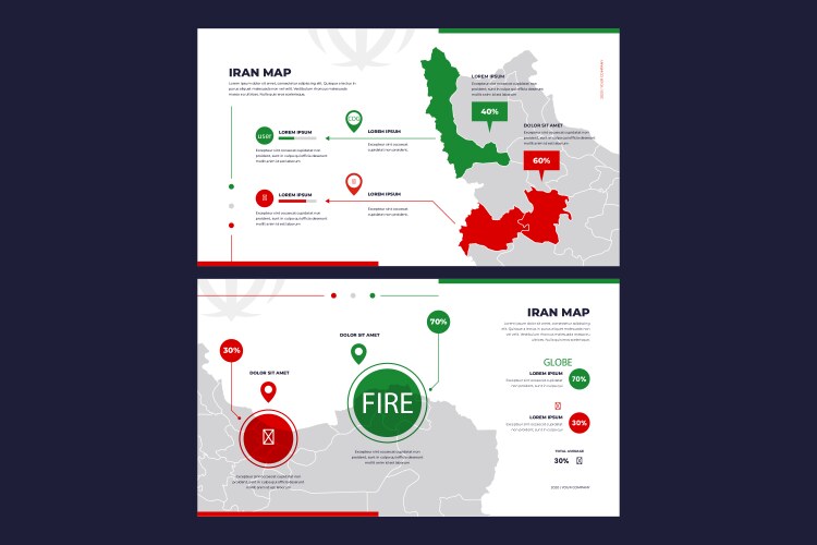 Gradient infographic map of iran Royalty Free Vector Image