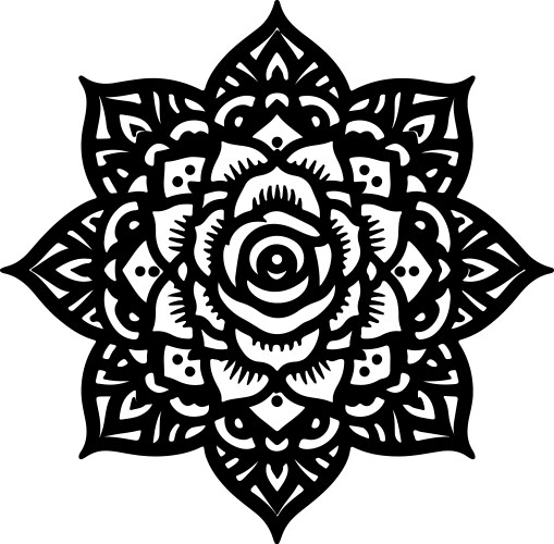 A simple rose mandala design silhouette Royalty Free Vector