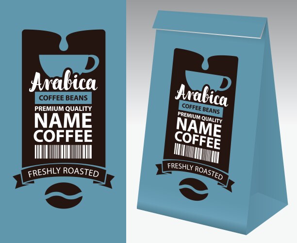 Paper packaging with label for coffee beans Vector Image