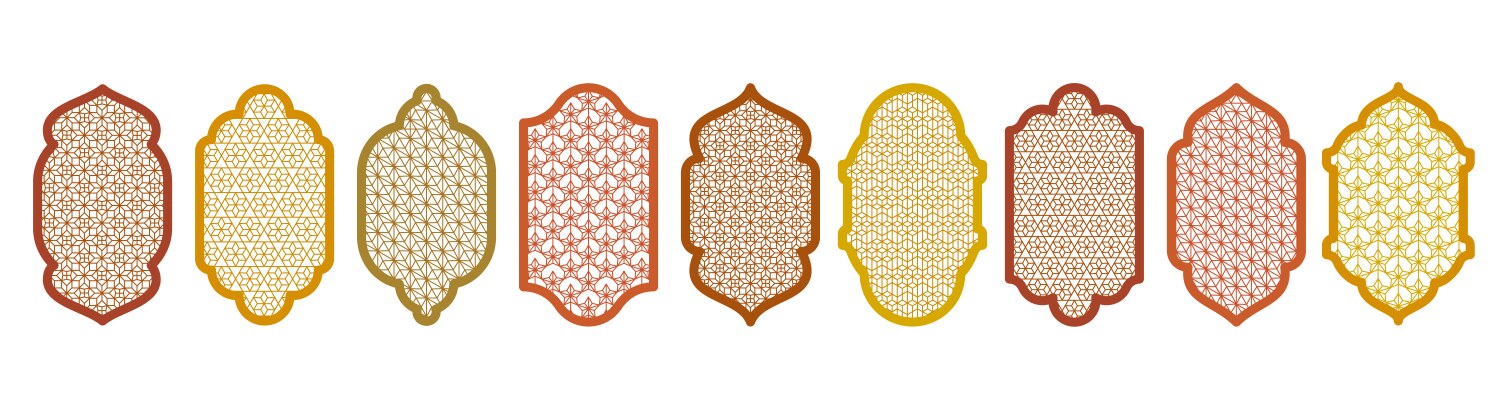 Collection of oriental style islamic windows Vector Image