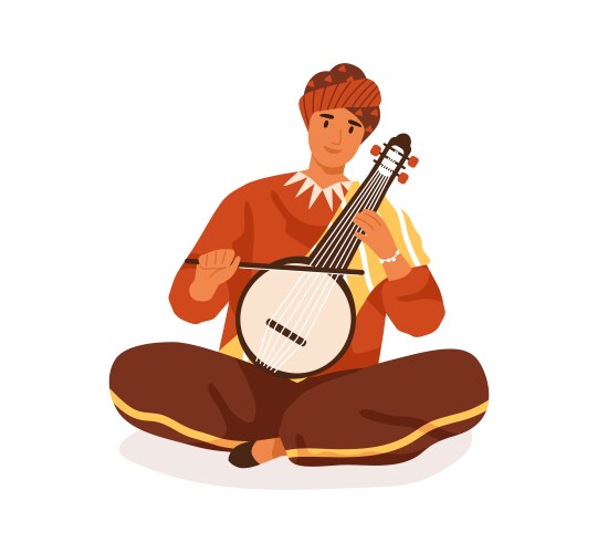 Indian street musician playing traditional Vector Image