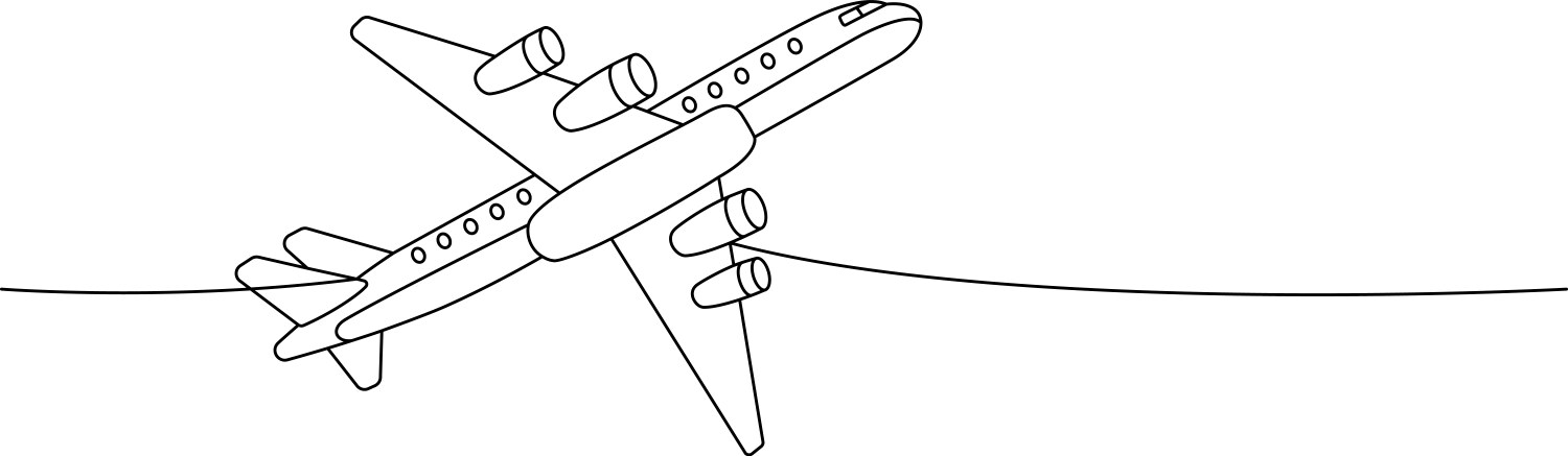 Jet airplane passenger aircraft one line colored Vector Image