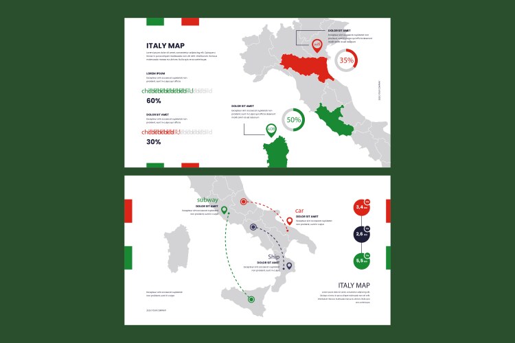 Linear infographic map of italy Royalty Free Vector Image