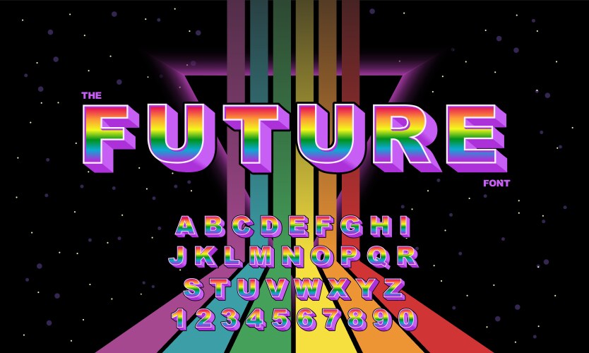 80 s retro alphabet hand drawn letters Royalty Free Vector