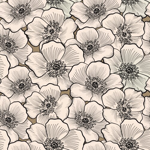Seamless watercolor pattern with doodles flowers Vector Image