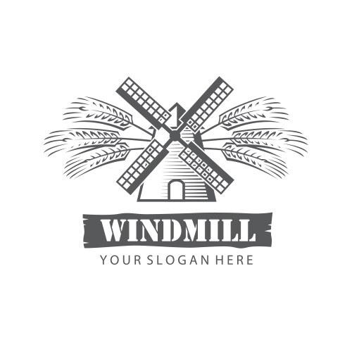 Bakery bakehouse logo or label windmill mill Vector Image