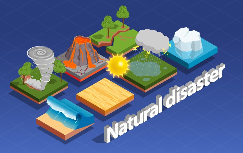 Natural disaster volcano eruption village resort Vector Image